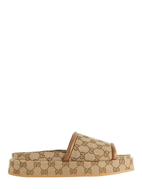 Gucci Gg Canvas Platform Sandals - Beige Ebony
