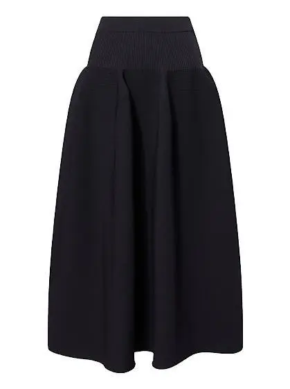 CFCL Pottery Flared Knitted Midi Skirt - Black