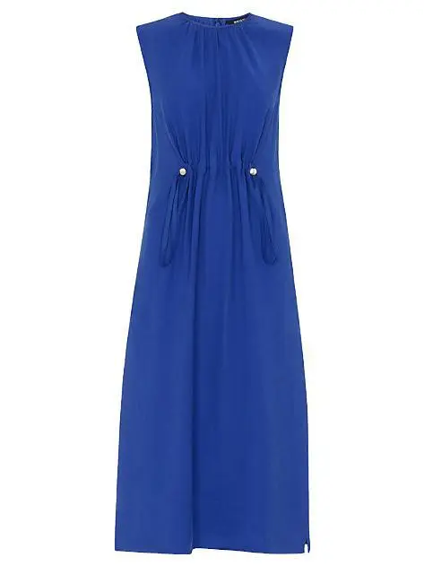 Whistles Drawstring-waist Sleeveless Midi Dress - Blue