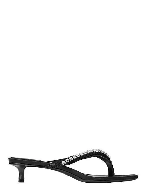 JIMMY CHOO Dila 35 Leather Heeled Sandals - Black/crystal
