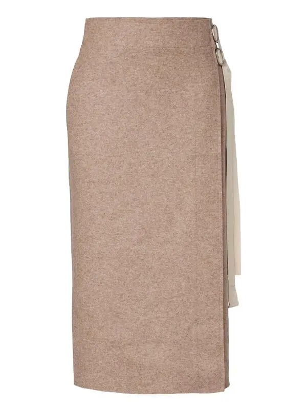 JIL SANDER Wool-blend Midi Skirt - Beige