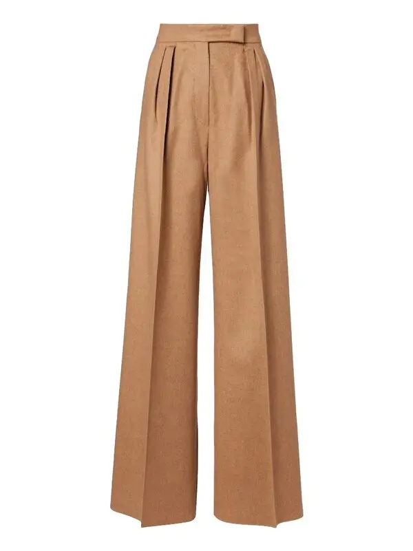 Max Mara Ori Pleated Wide-leg Pants - Brown