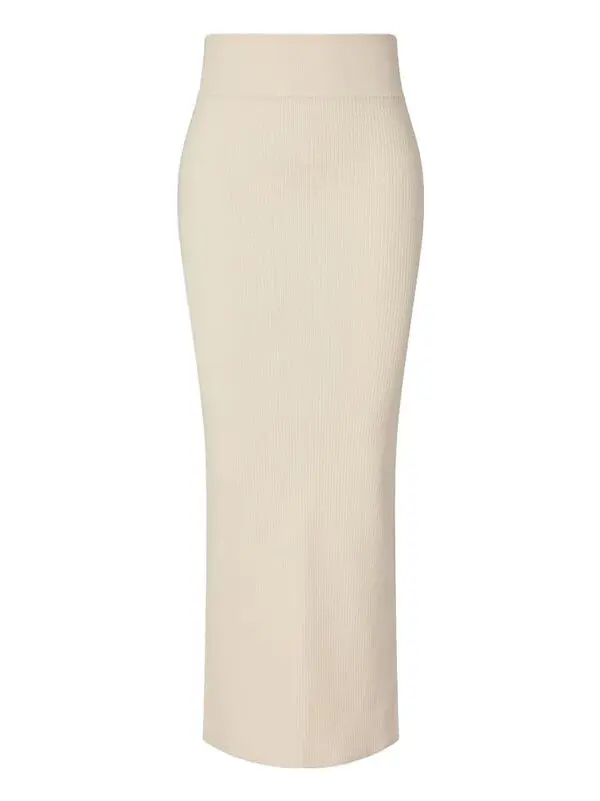 Wardrobe.NYC Knitted Cotton Column Skirt - Beige