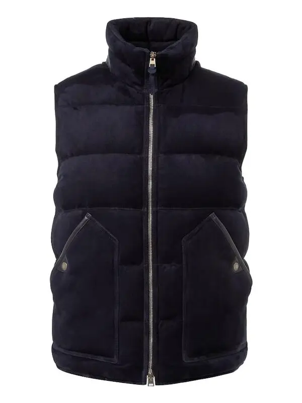 TOM FORD Down Filled Suede Vest - Blue