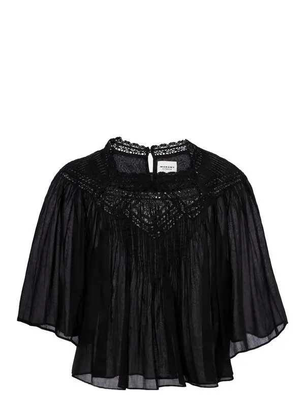 MARANT ETOILE Garia Lace-trimmed Blouse - Black