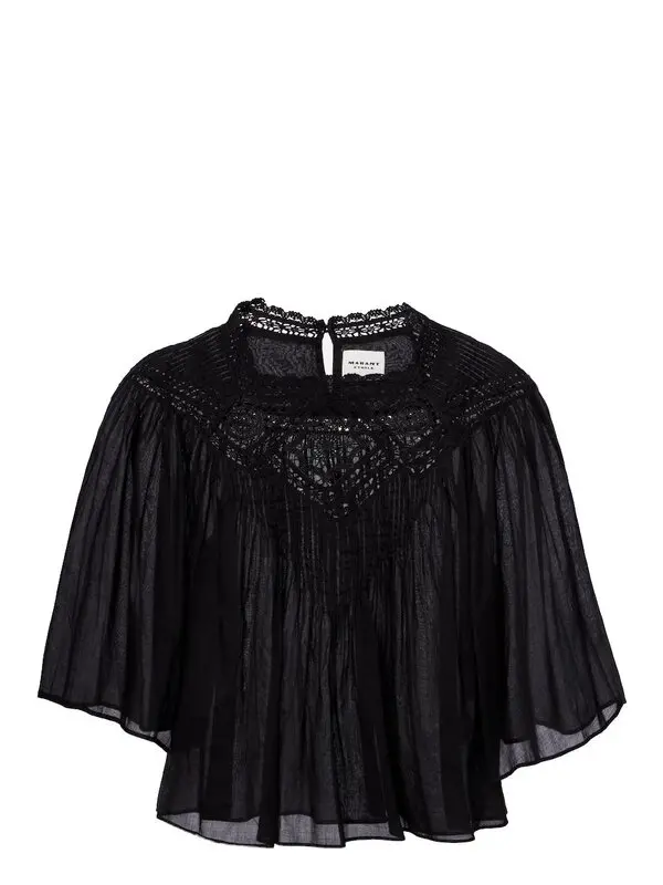 MARANT ETOILE Garia Lace-trimmed Blouse - Black