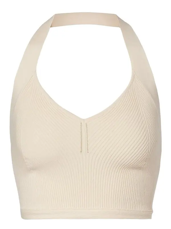 Wardrobe.NYC Knitted Cotton Crop Top - Beige