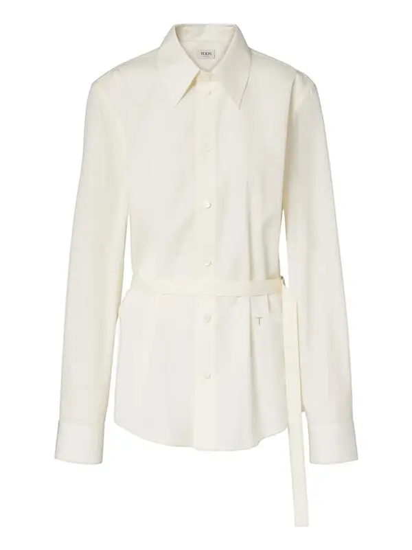 TOD'S Belted Cotton Poplin Shirt - White