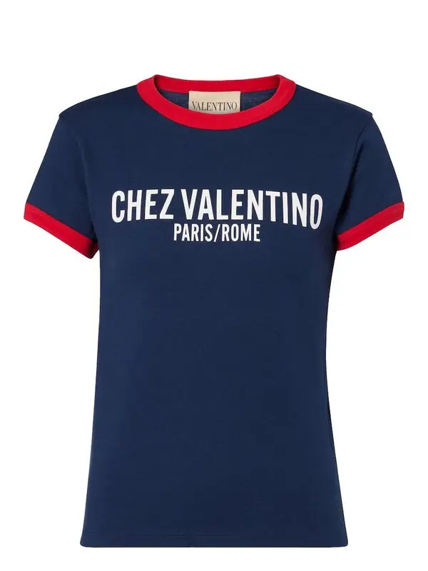 Valentino Garavani Chez Cotton Jersey T-shirt - Blue