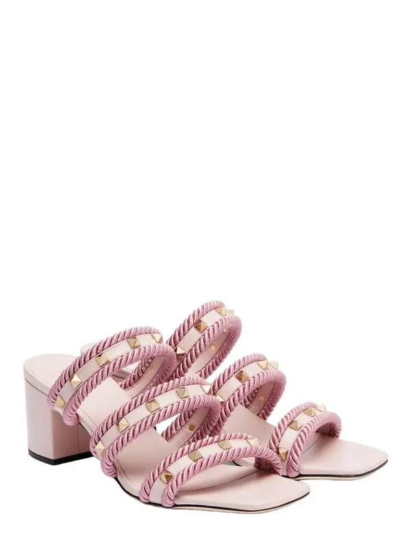 Valentino Garavani Rockstud Torchon 60 Leather Mules - Pink