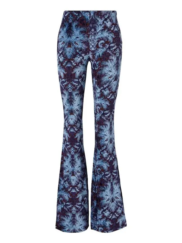 Etro Printed Crêpe Flared Pants - Blue
