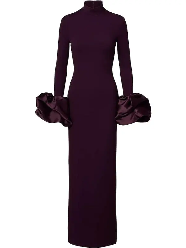 Solace London Viviana Satin-trimmed Gown - Burgundy