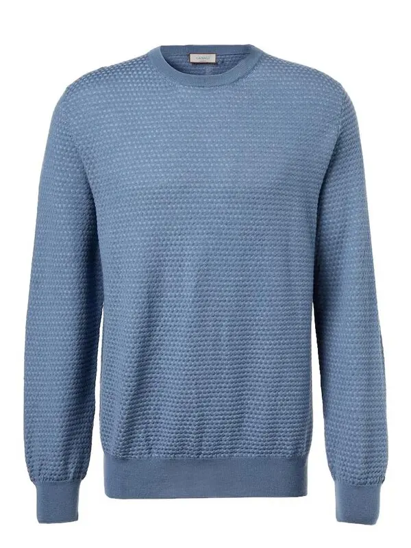 Canali Wool Crewneck Sweater - Blue