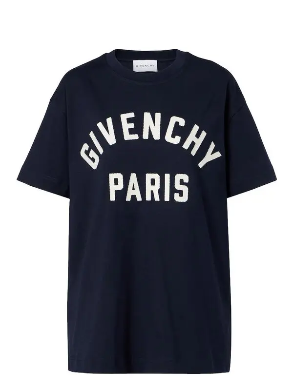 Givenchy Paris Logo Cotton Jersey T-shirt - Blue
