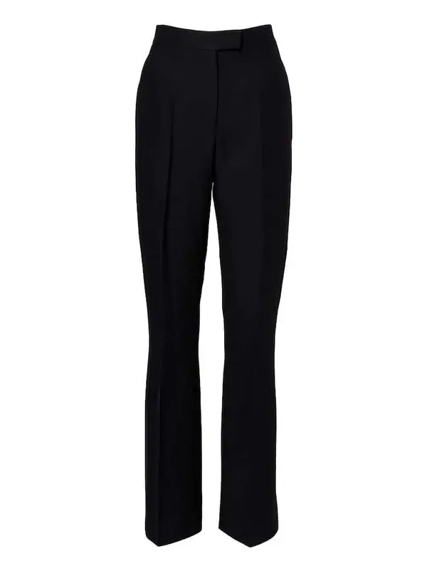 FERRAGAMO High-rise Faille Straight Pants - Black