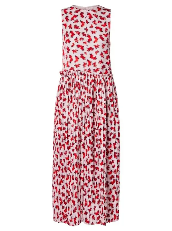 JIL SANDER Floral Pleated Midi Dress - Pink