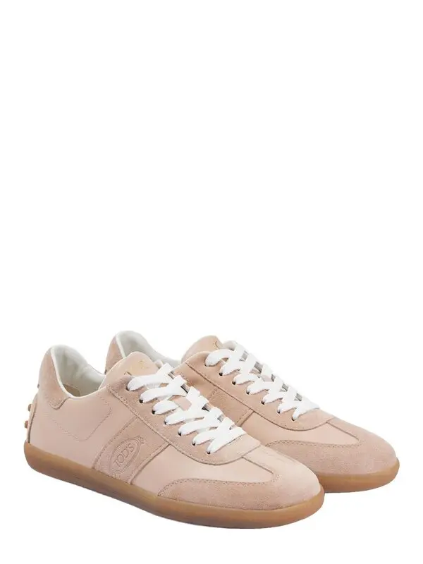 TOD'S Leather And Suede Lace-up Sneakers - Beige