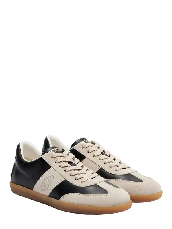 TOD'S Leather And Suede Lace-up Sneakers - Black