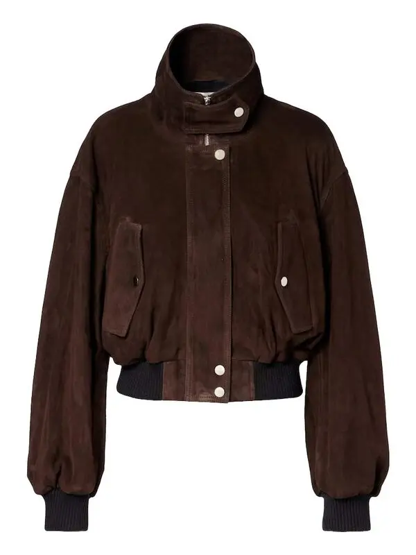 Nour Hammour Briar Suede Bomber Jacket - Brown