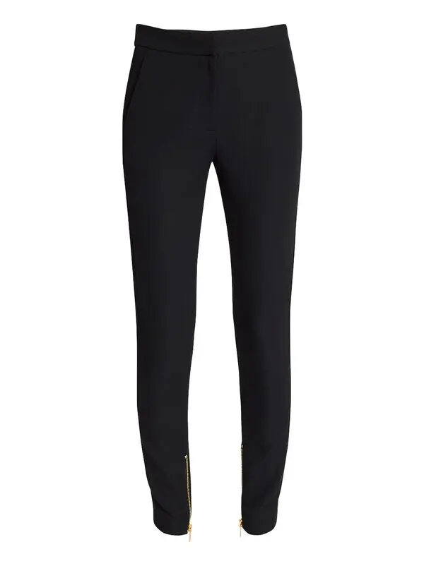 Balmain Zipped Slim Wool-satin Pants - Blackblack