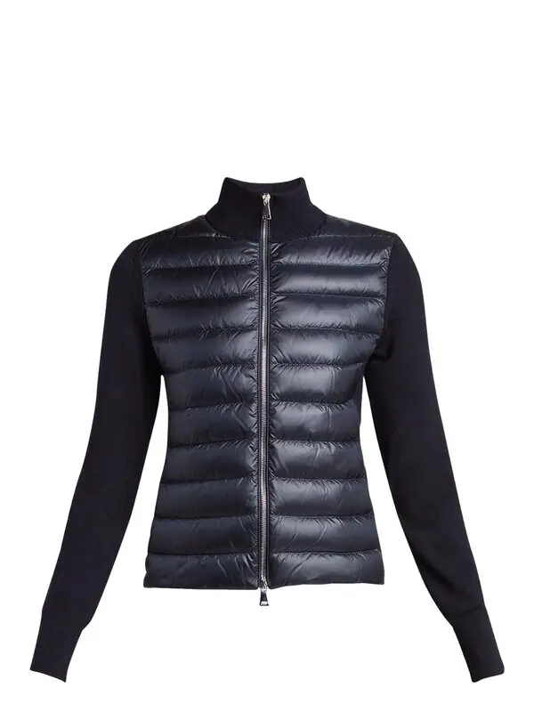 Moncler Quilted Combo Down Short Cardigan - Black