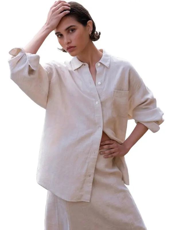 Jenni Kayne Linen Colby Shirt - Tan