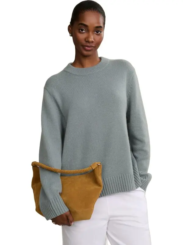 Jenni Kayne Cashmere Oversized Crewneck Top - Salt