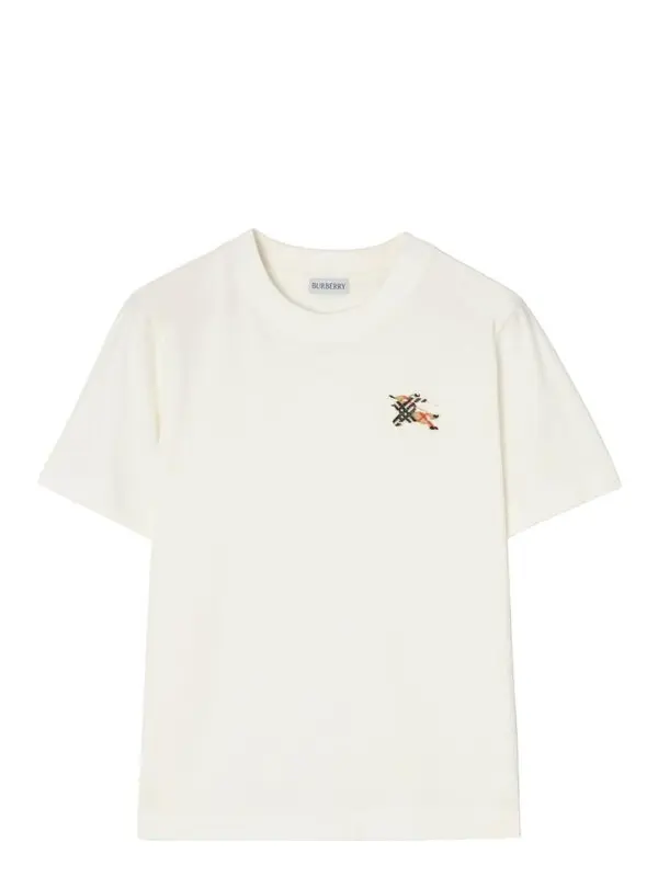 Burberry Check Cotton T-shirt - Chalk White