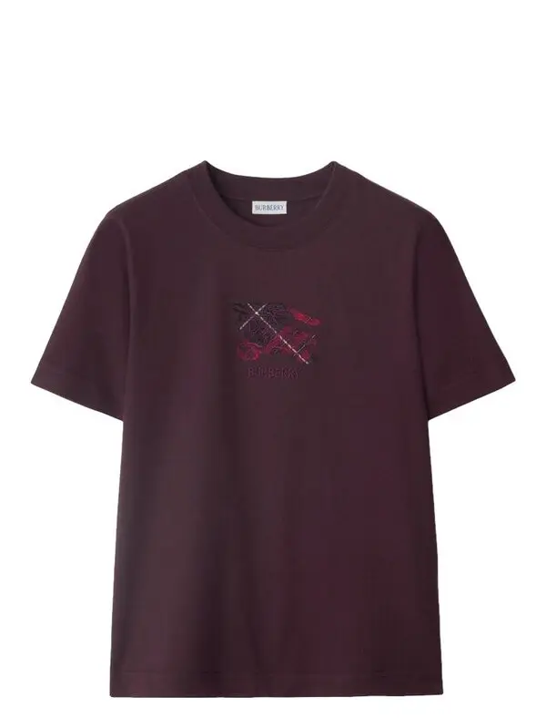 Burberry Eikon Check Cotton T-shirt - Wine Red
