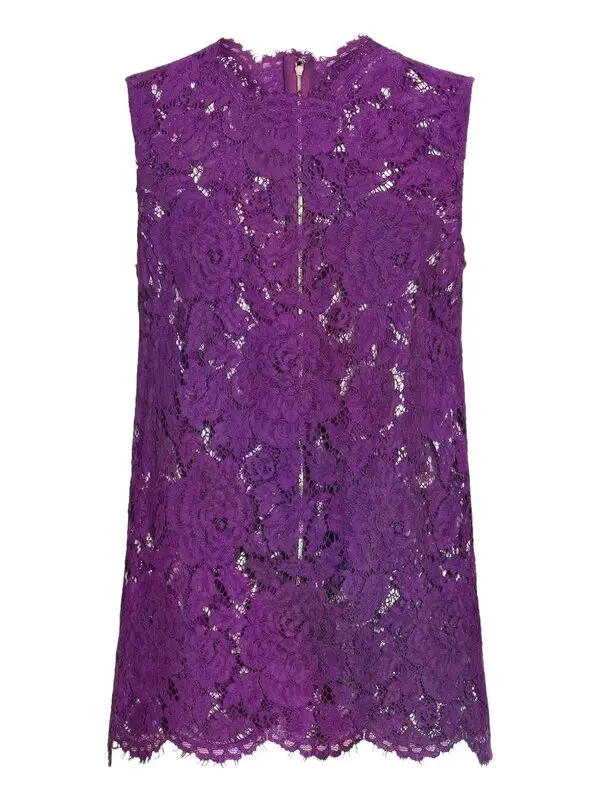 Dolce & Gabbana Lace Detailing Top - Purple
