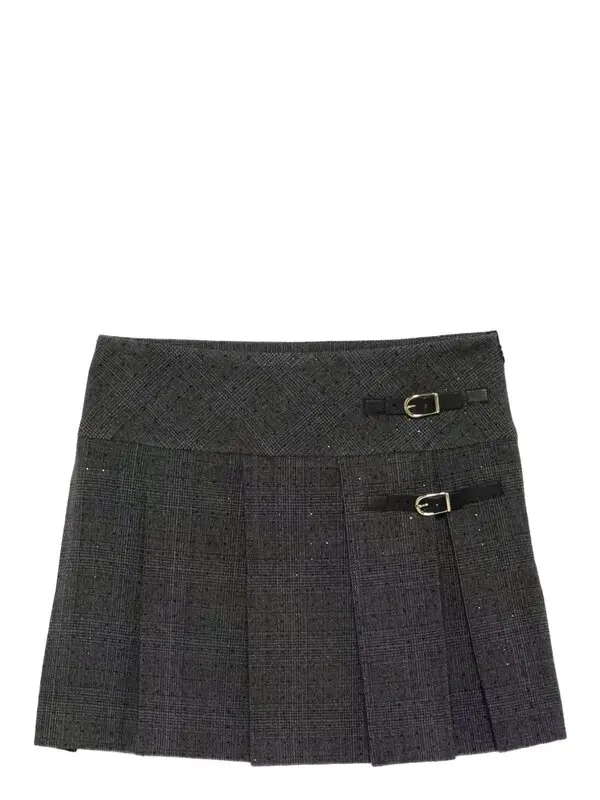 Sandro Pleated Skirt With Buckle Detailing - Grey