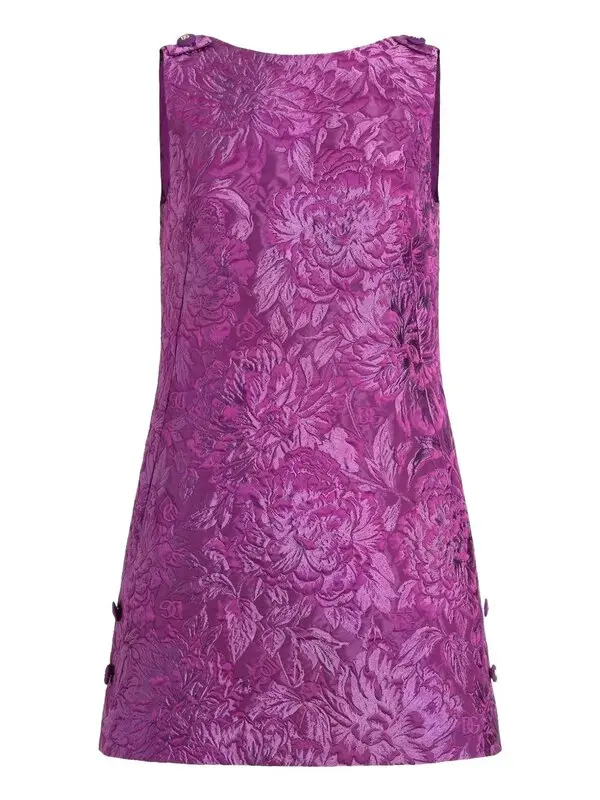 Dolce & Gabbana Dna Brocade Sleeveless Dress - Purple