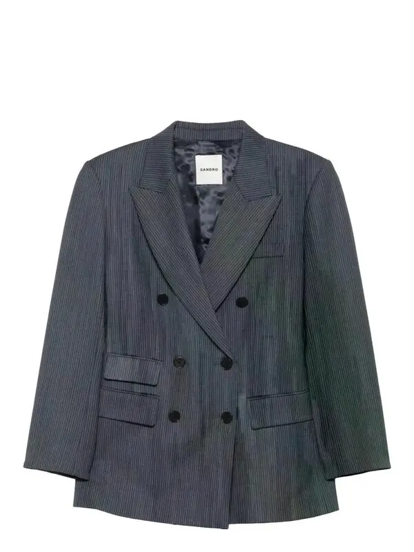 Sandro Striped Double-breasted Blazer - Blue