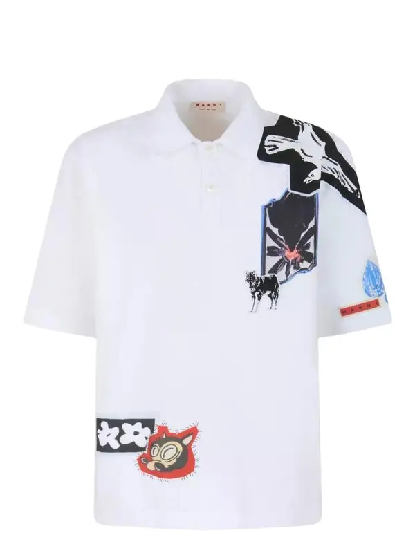 Marni Graphic-patches Polo Shirt - White