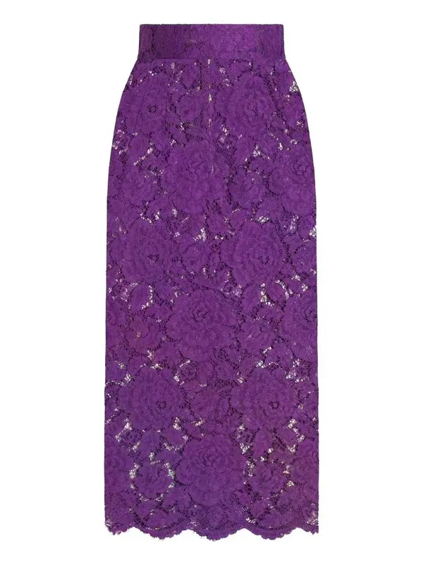 Dolce & Gabbana Lace-detailing Midi Skirt - Purple