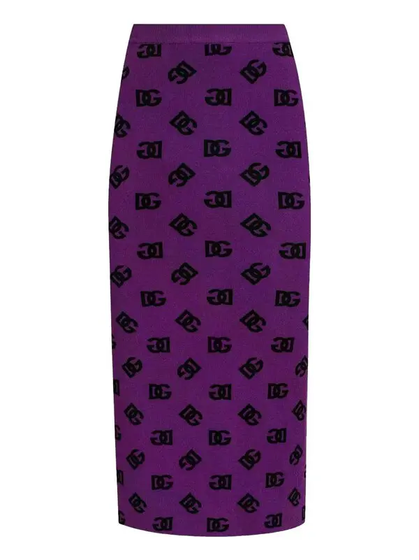 Dolce & Gabbana Logo-motif Midi Skirt - Purple