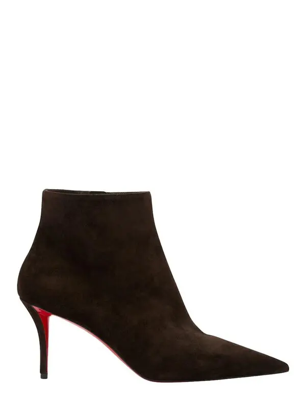 CHRISTIAN LOUBOUTIN 80mm Miss Z Suede Booties - Cafe