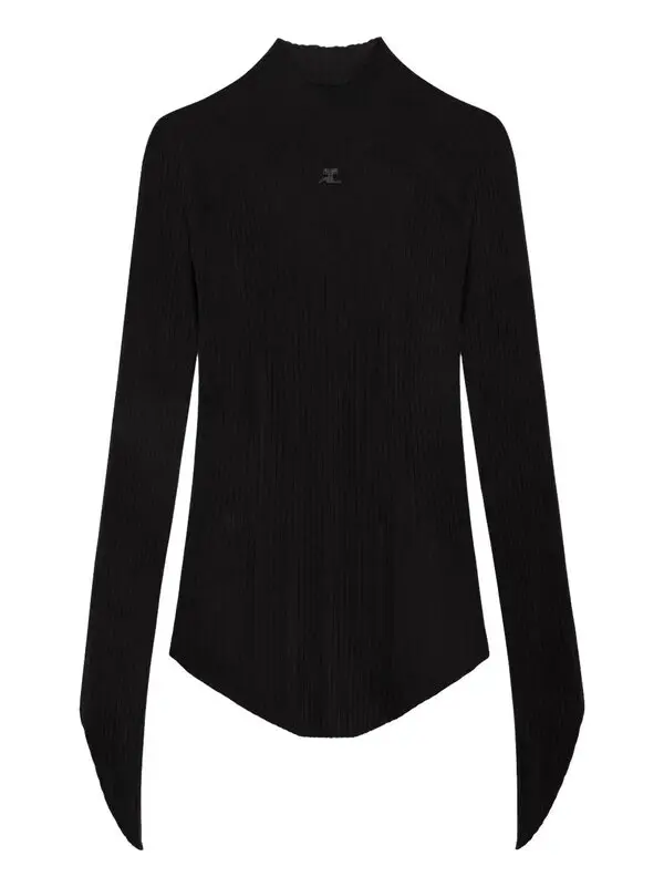 COURREGES Knitted Mock Neck Top - Black