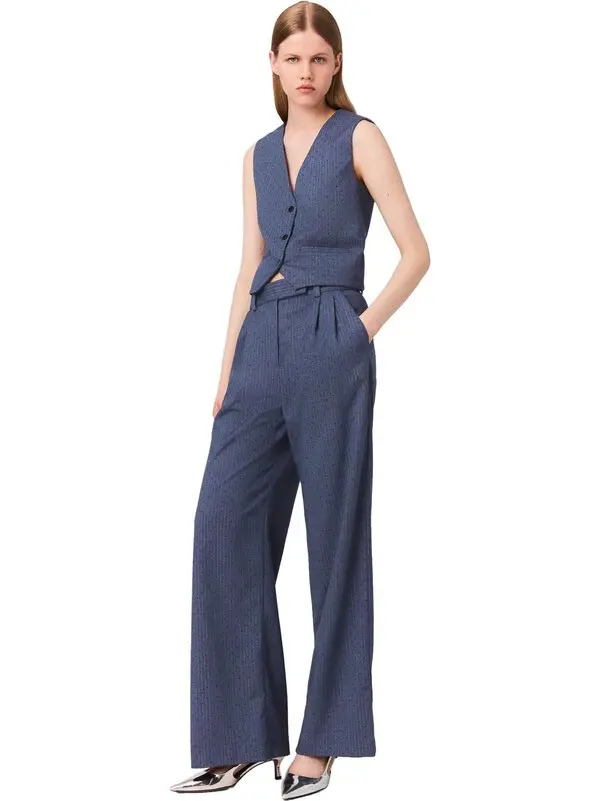 Maje Polyester Rhinestone Suit Trousers - Blue