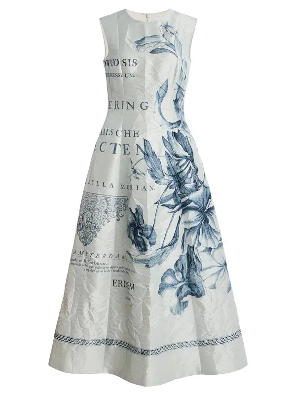 Erdem Floral-printed Midi Dress - Light Grey