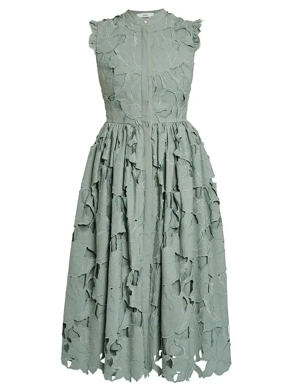Erdem Cutout Cotton-blend Midi Dress - Olive