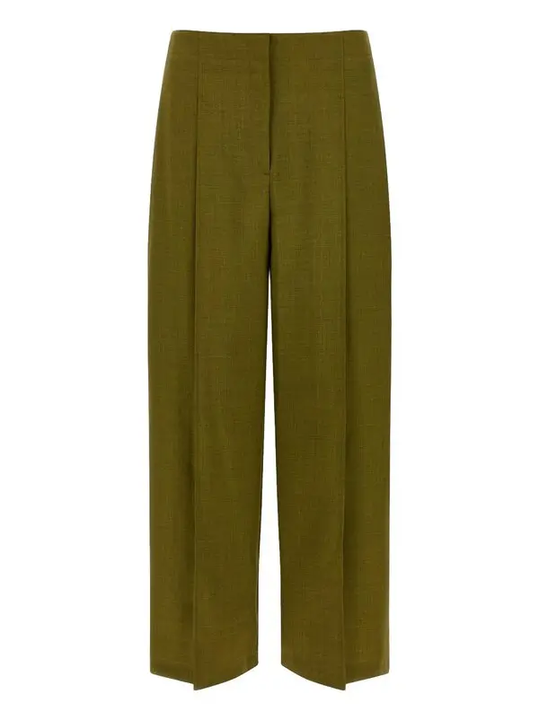 Theory Deep Pleat' Wide Leg Pants - Green