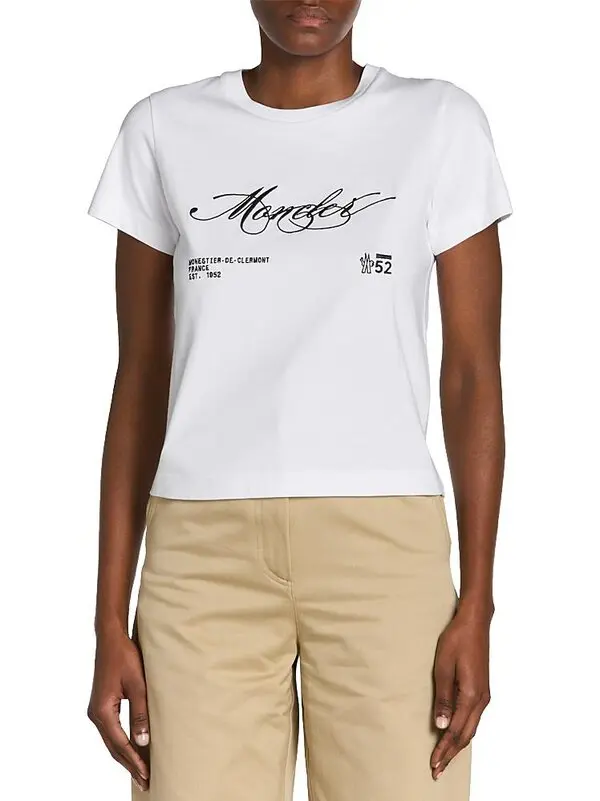 Moncler Embroidered Logo Tee - White