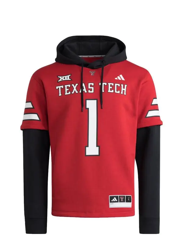 Adidas Texas Tech Red Raiders Football Jersey Hoodie - Team Power Red / Black