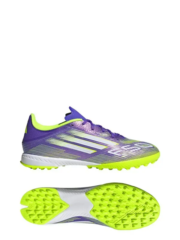Adidas F50 League Turf Cleats - Purple Rush / Cloud White / Lucid Lemon