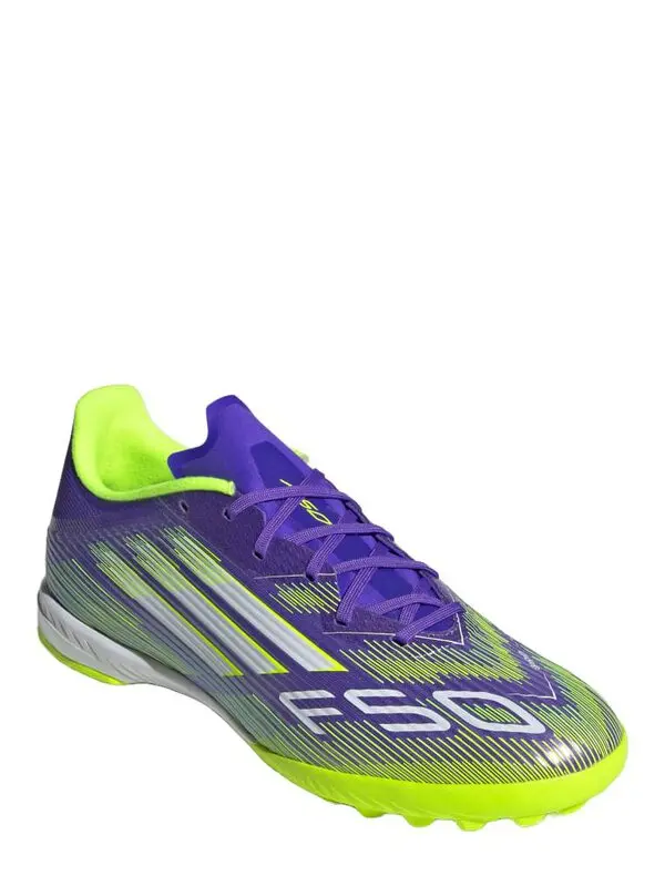Adidas F50 League Turf Cleats - Purple Rush / Cloud White / Lucid Lemon