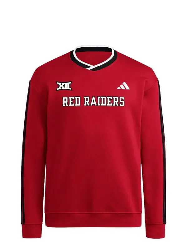 Adidas Texas Tech Red Raiders 3-stripes Fleece Crewneck - Team Power Red / Black