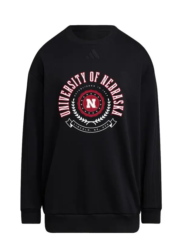 Adidas Nebraska Cornhuskers 3-stripes Oversized Crew - Black / Multi