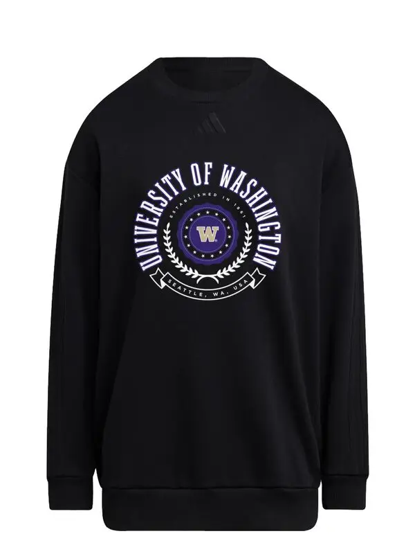Adidas Washington Huskies 3-stripes Oversized Crew - Black / Ncaa-wtn-6va