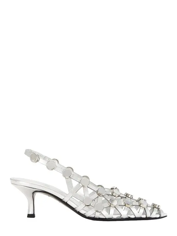 Attico Grid Slingback Pumps - Silver